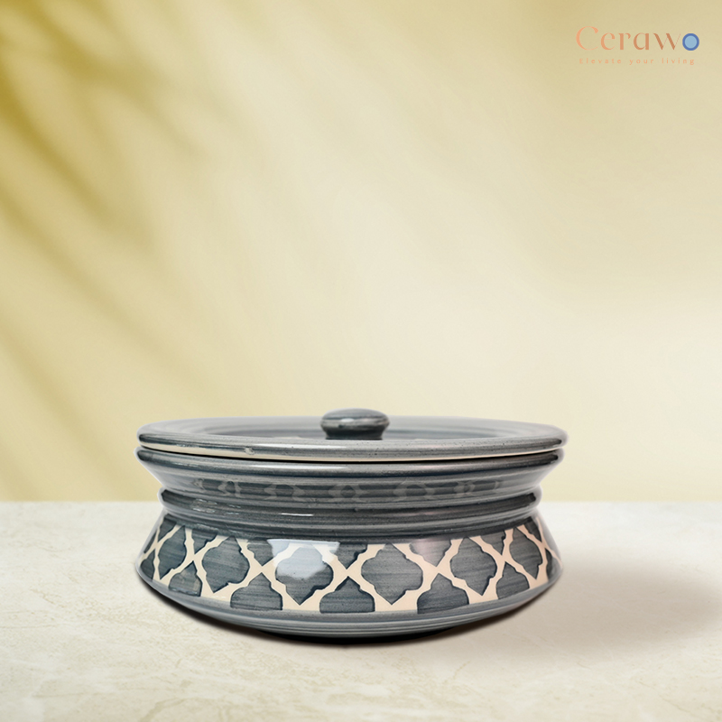 Hand Painted Geometric Grey – Ceramic Serving Bowl » Cerawo