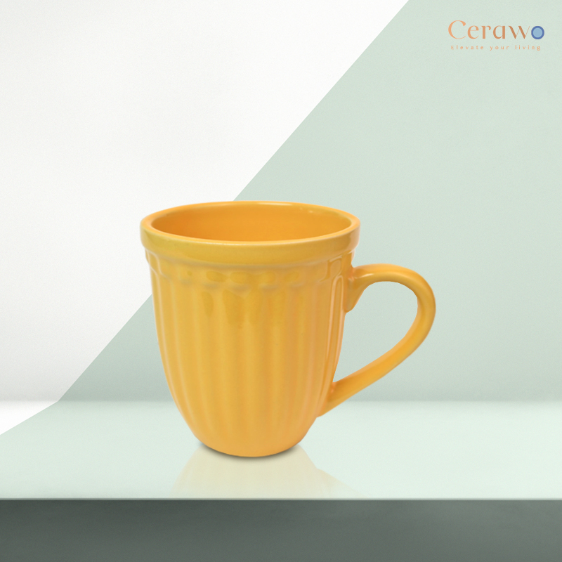 Canary Yellow Ceramic Mug I Set of 4 » Cerawo