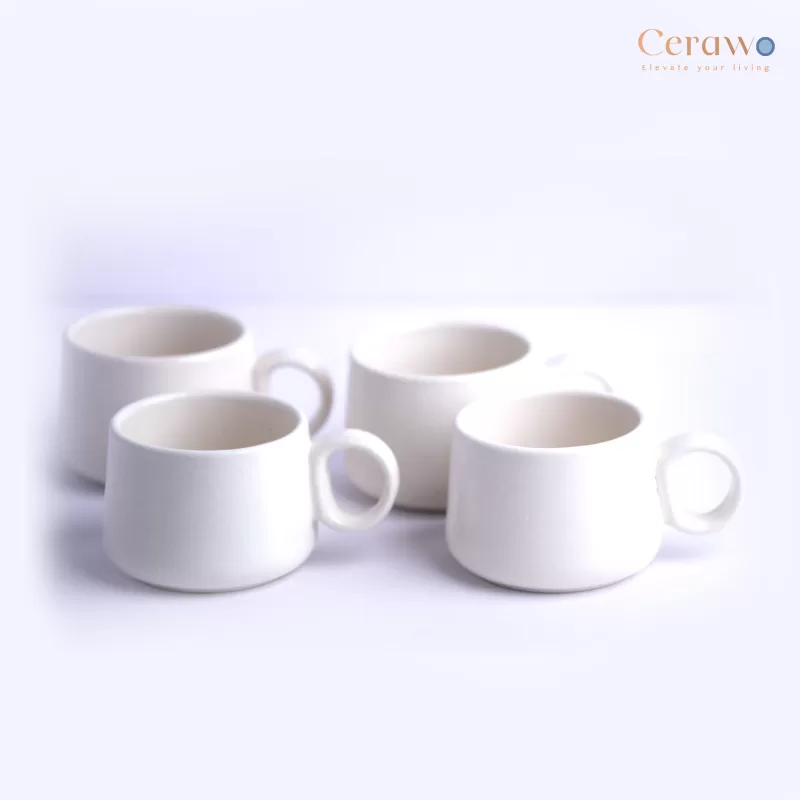 Cerawo Captivating Off White Ceramic Tea Cups I Set of 4 » Cerawo